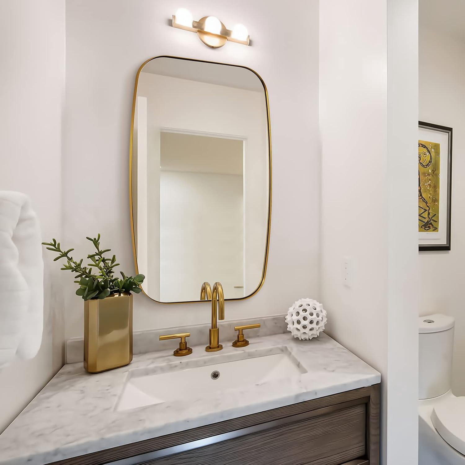 ANDY STAR Gold Bathroom Mirror, 20x30" Brushed Gold Vanity Mirror for ...