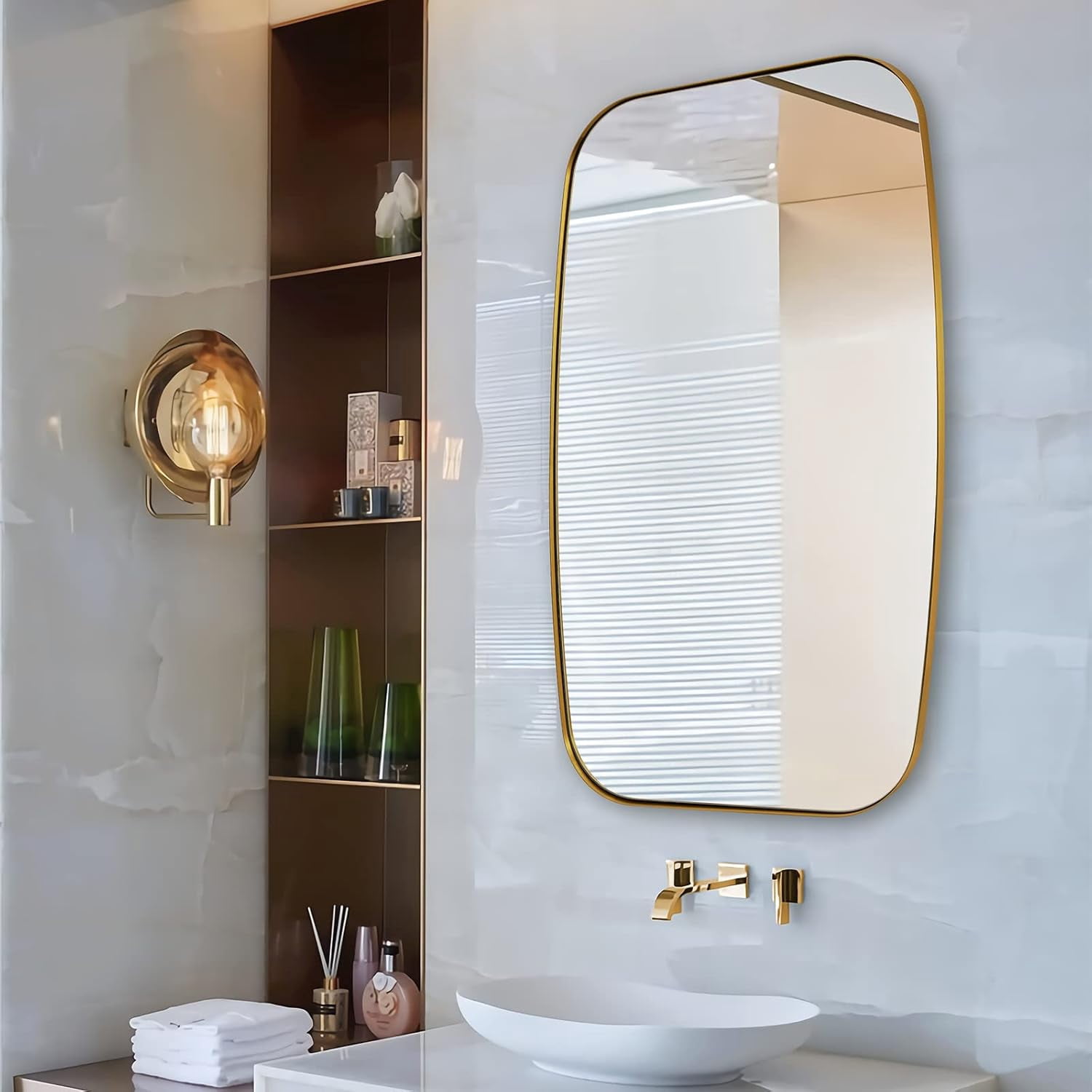 ANDY STAR Gold Oval Mirrors for Bathroom, Large 24x40’’ Brushed Gold ...