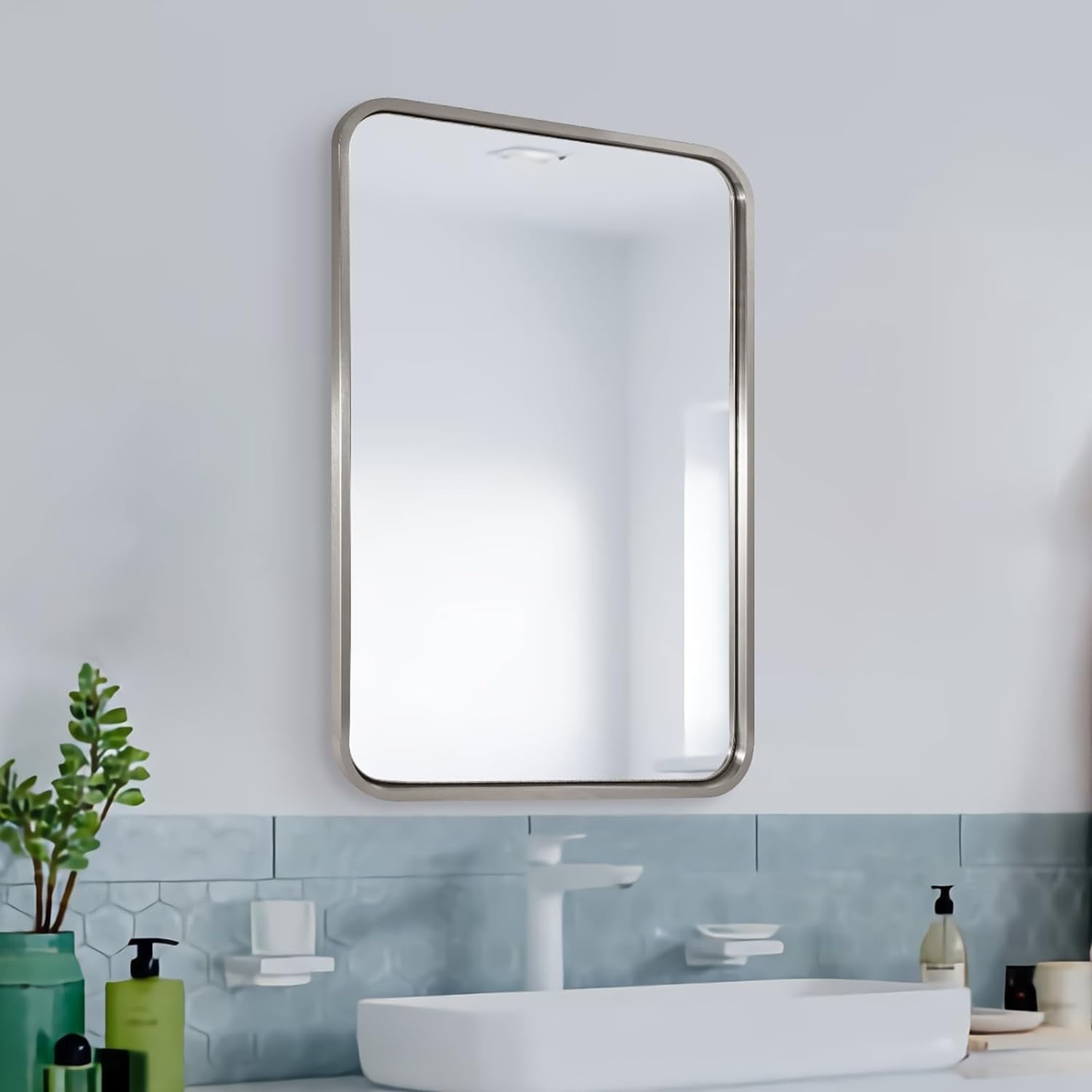 ANDY STAR Mirrors for Wall, 20x28’’ Brushed Nickel Bathroom Mirror ...