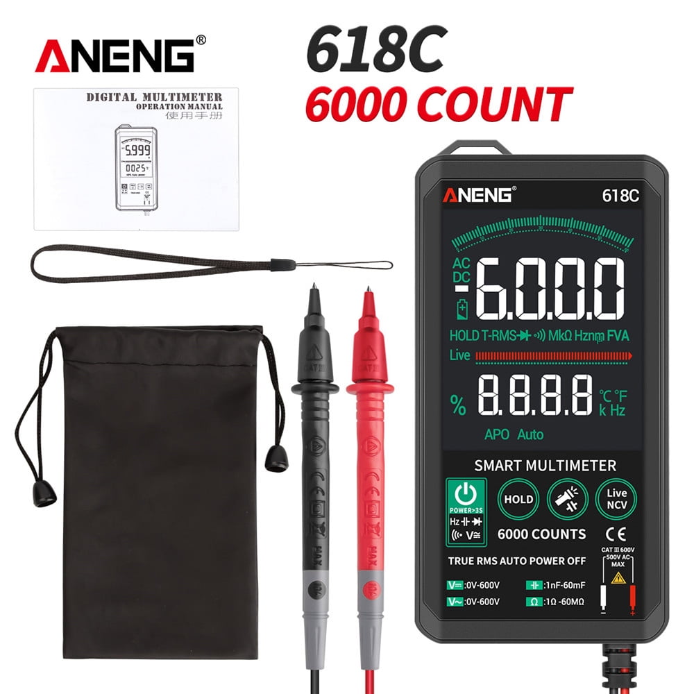 ANENG 618C Digital Multimeter Smart Touch DC Analog Bar True RMS Auto ...