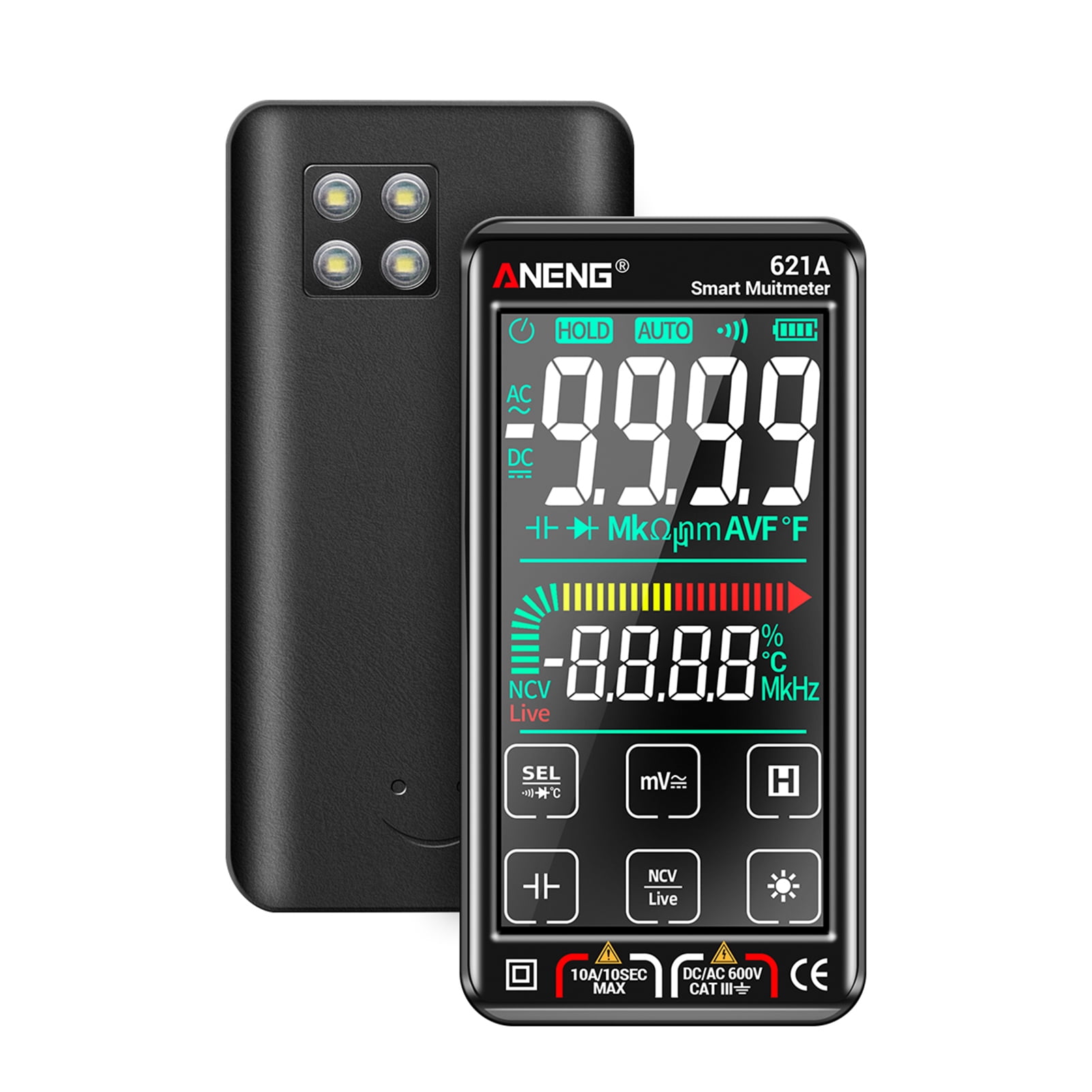 ANENG 621A Touch Screen Intelligent Digital Multimeter 9999 Counts Auto ...