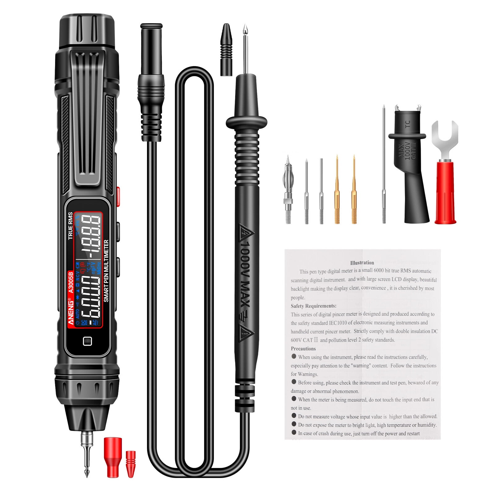 ANENG A3005A/B Digital Intelligent Professional Multimeter Sensor Pen ...