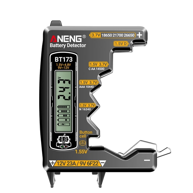 ANENG BT173 Battery Tester, Universal Checker for AA AAA 9V 12V 23A ...