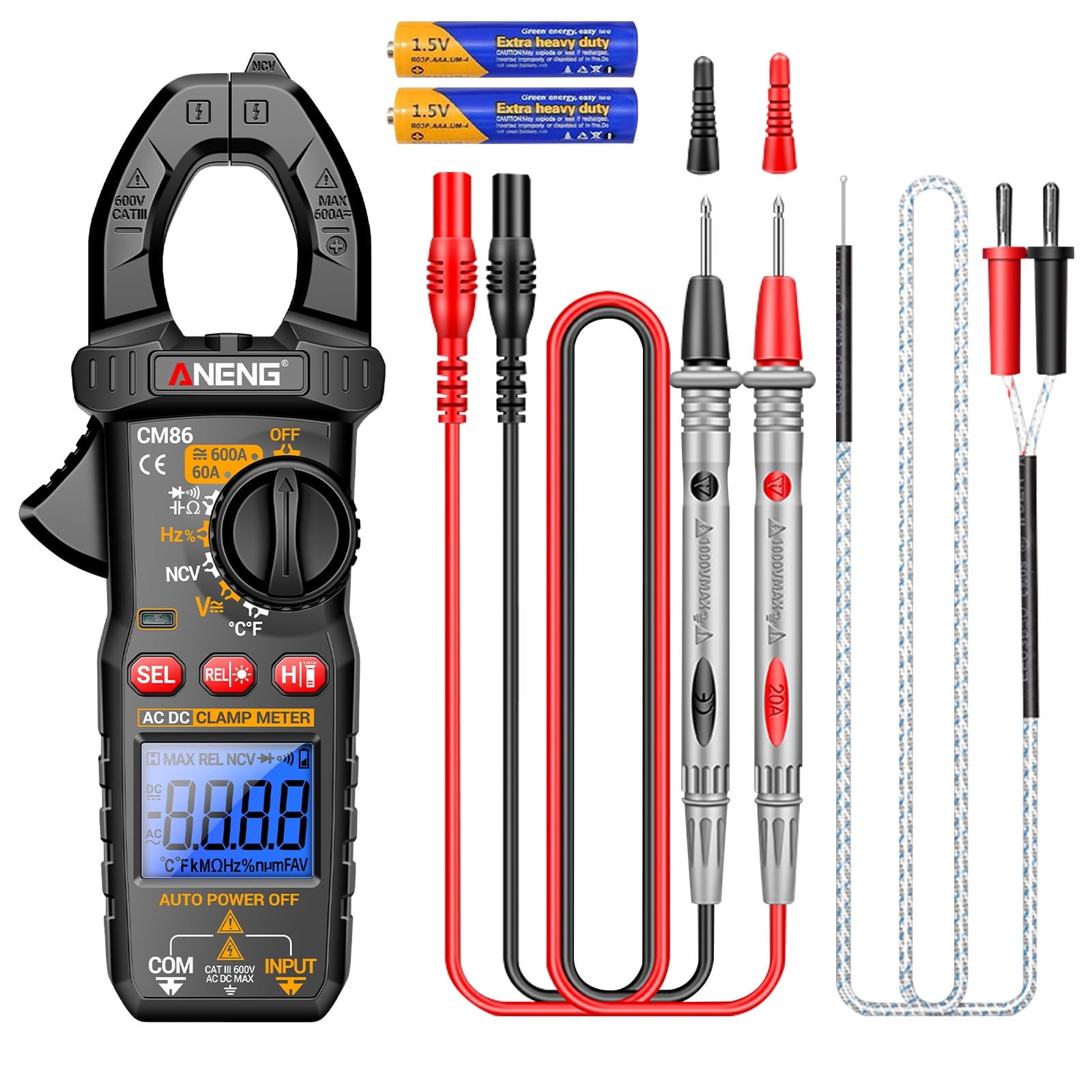 ANENG CM86 600A Current AC/DC Clamp Meter with AC Current,AC/DC Voltage ...