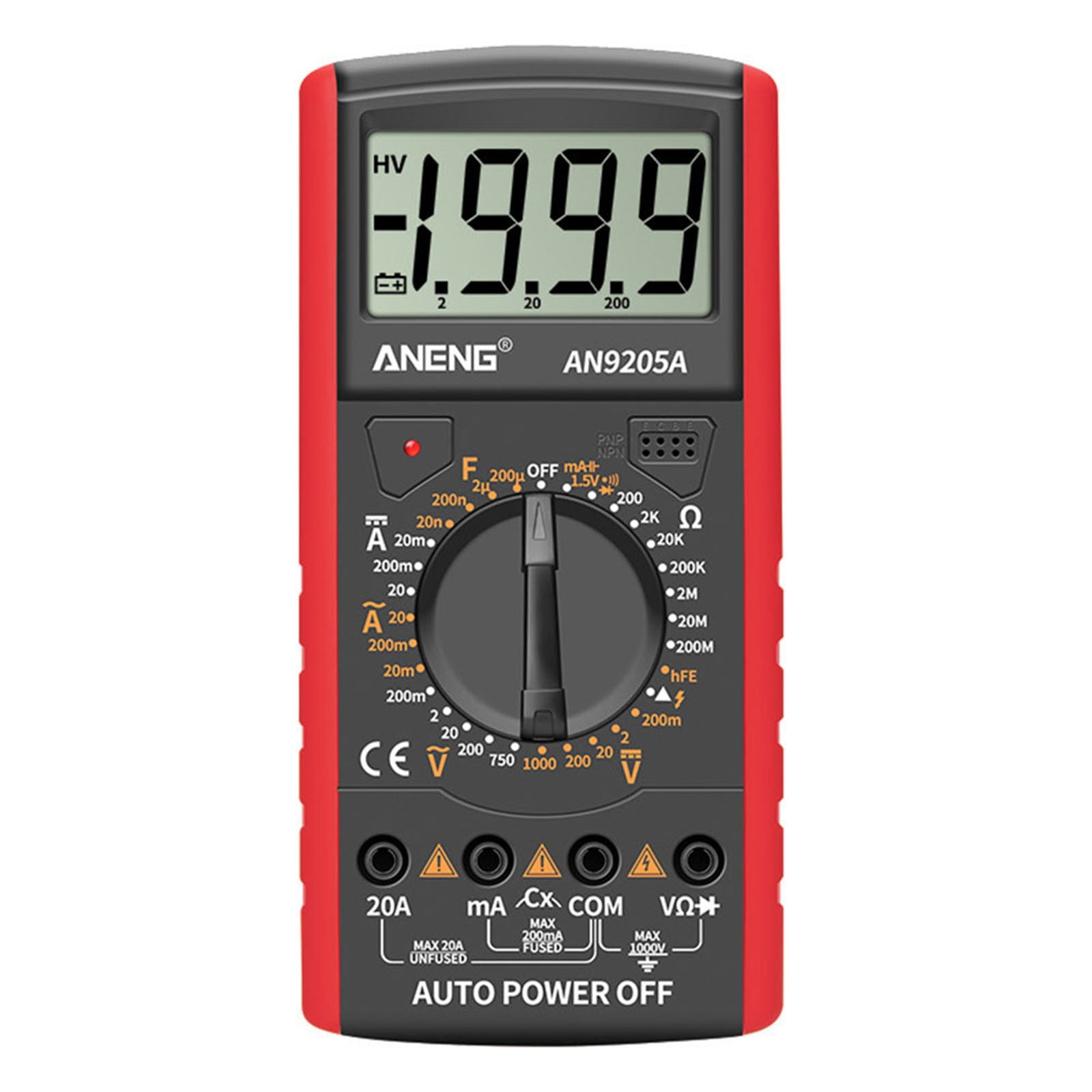 Aneng Dt9205A Digital Multimeter Ac/Dc Transistor Tester Electrical Ncv ...