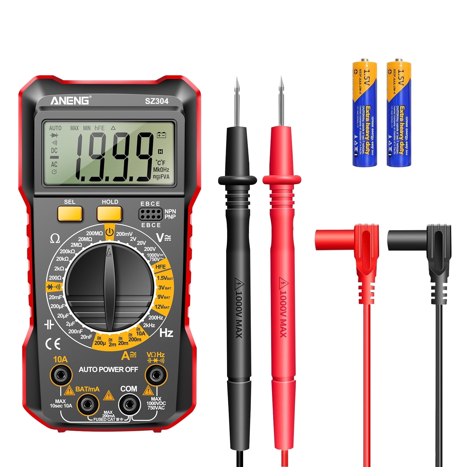 ANENG High-Precision Digital Multimeter,Automatic Range 1999 Count ...