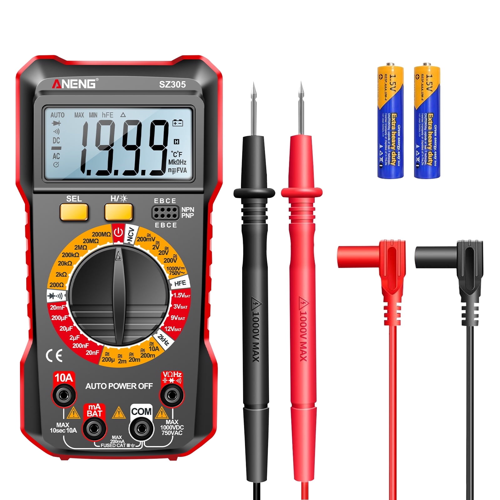 ANENG Multimeter,Automatic Range 1999 Count Voltmeter,Capable Of ...
