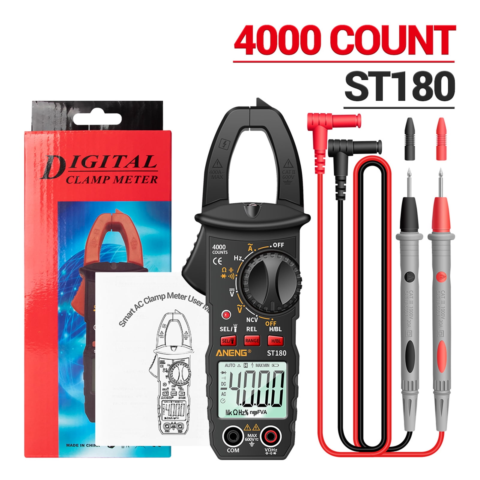 ANENG ST180 Digital Multimeter TRMS 4000 Counts Volt Meter Auto-Ranging ...