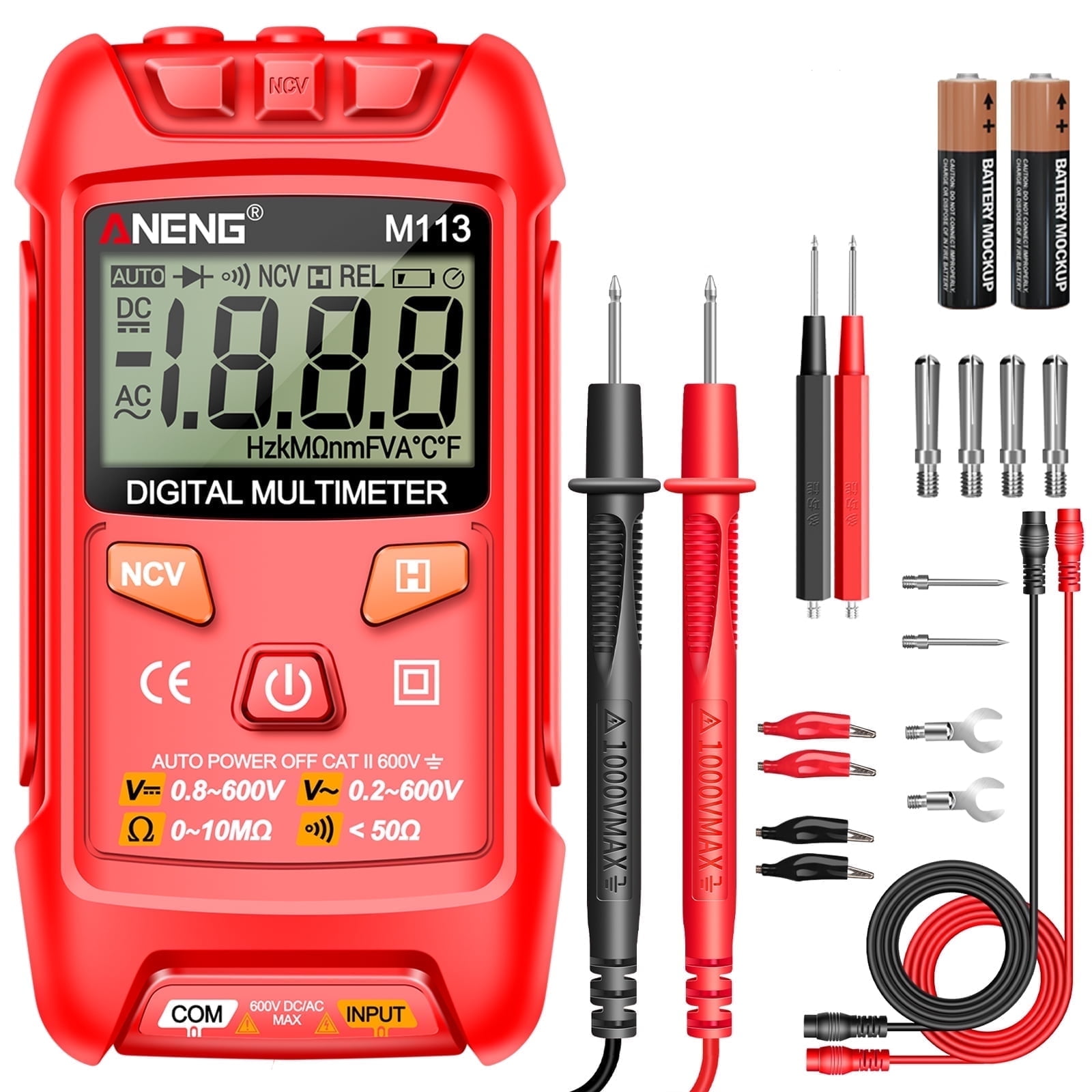 ANENGM113 Pocket Digital Multimeter Measures AC/DC Voltage,Resistance ...