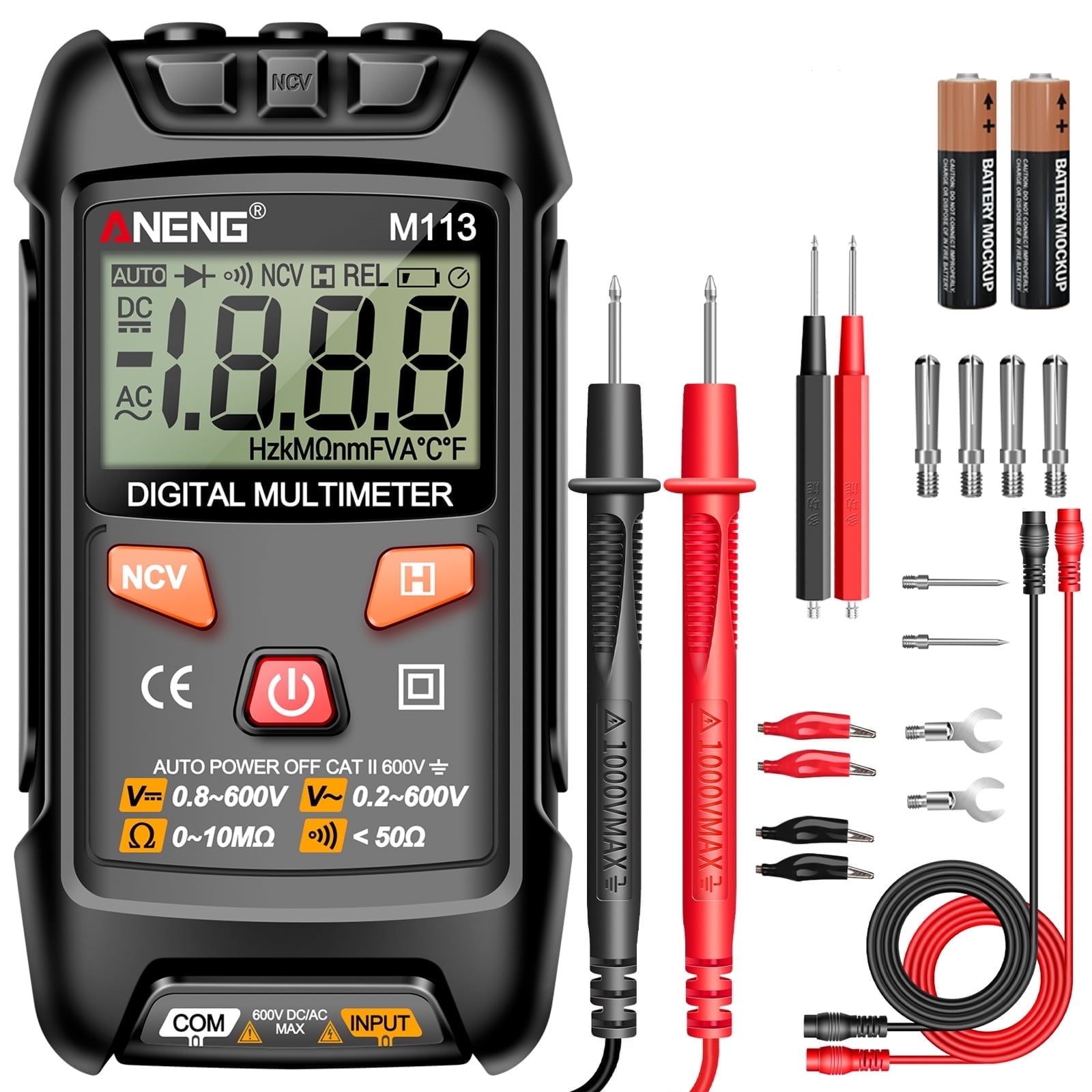 ANENGM113 Pocket Digital Multimeter Measures AC/DC Voltage,Resistance ...