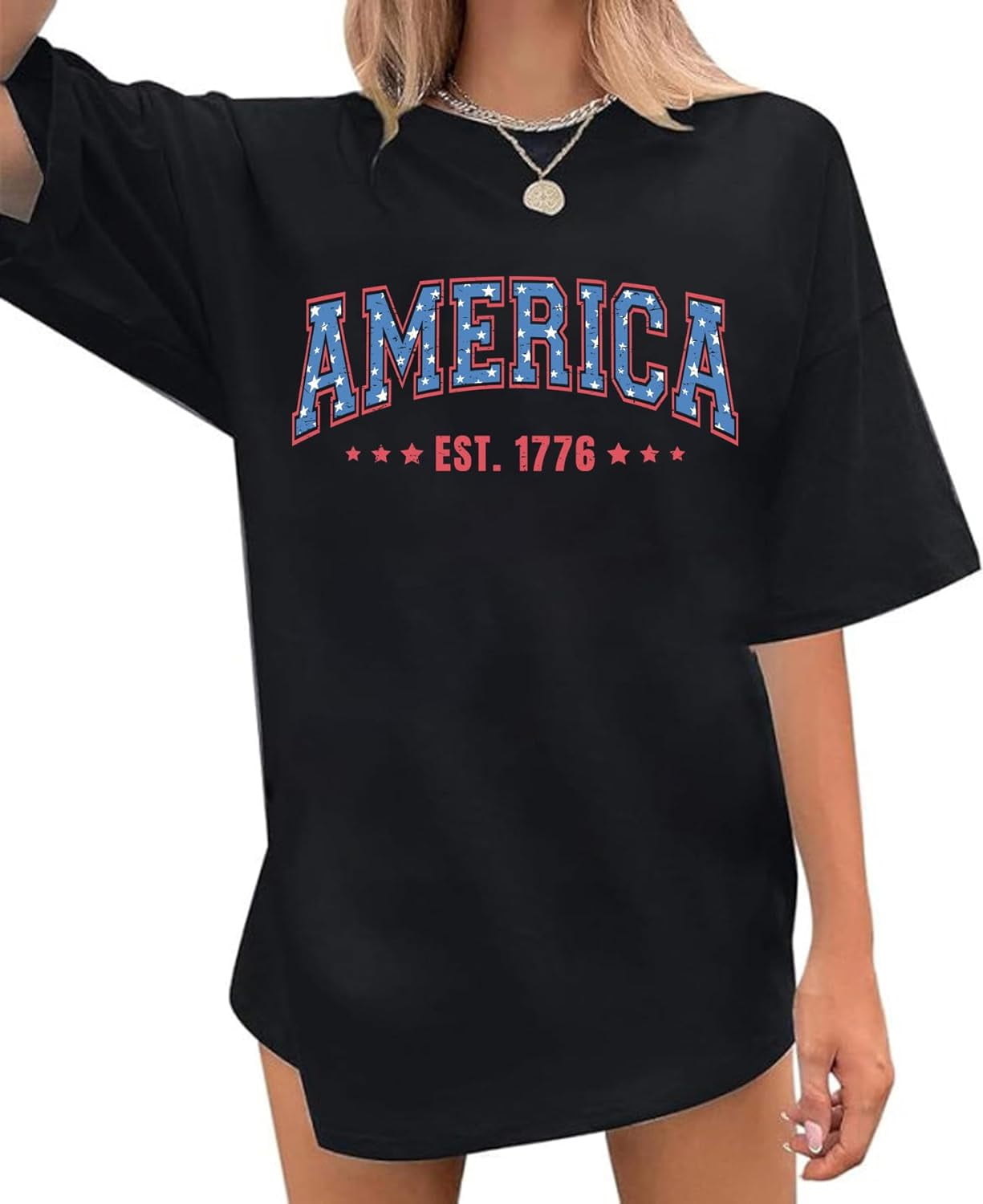 ANEY WELL 1776 Independence Day Shirt Women's America Patriot T-Shirt ...
