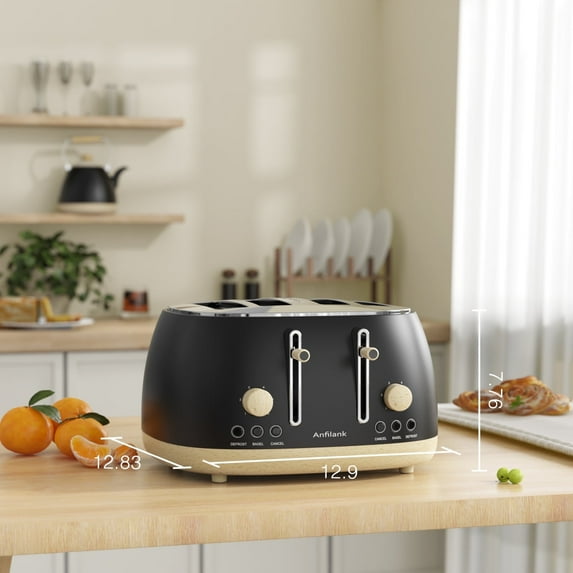 ANFILANK 4-Slice Retro Stainless Steel Toaster with Extra Wide Slots ...
