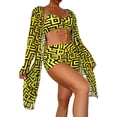 ANFUZAI Plus Size 3 Piece Swimsuit, Geometric Print Bikini Set with ...