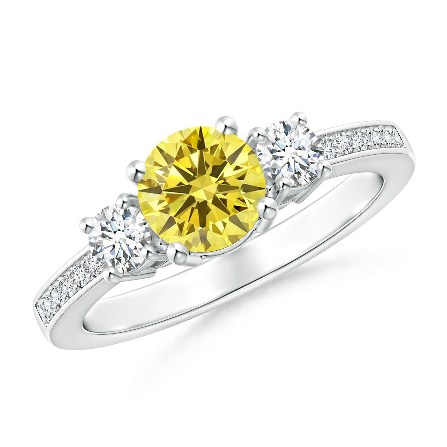 ANGARA Classic Lab Grown Yellow and White Diamond Ring for Women in 14K ...