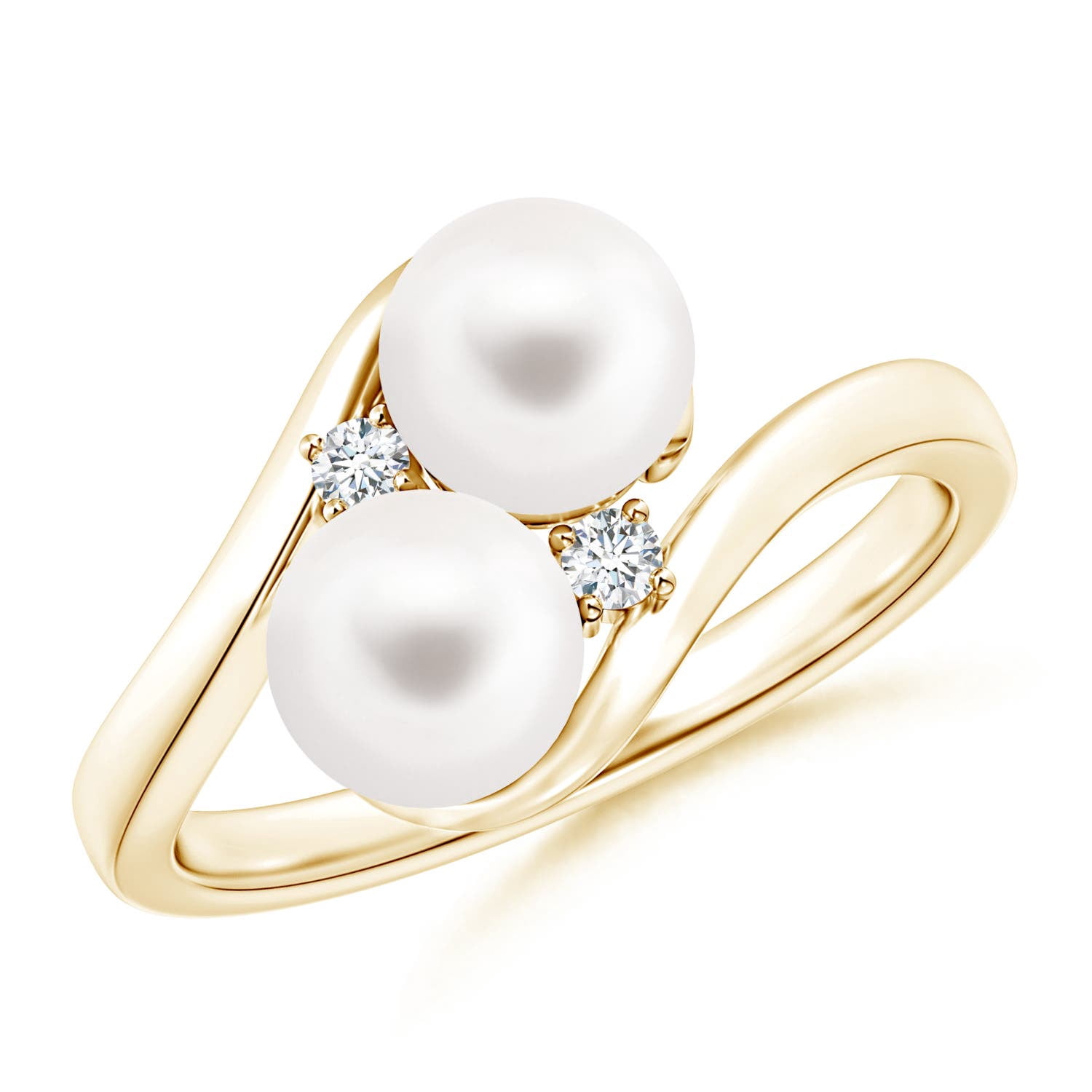 ANGARA Double Freshwater Cultured Pearl Ring with Diamond Accents in ...