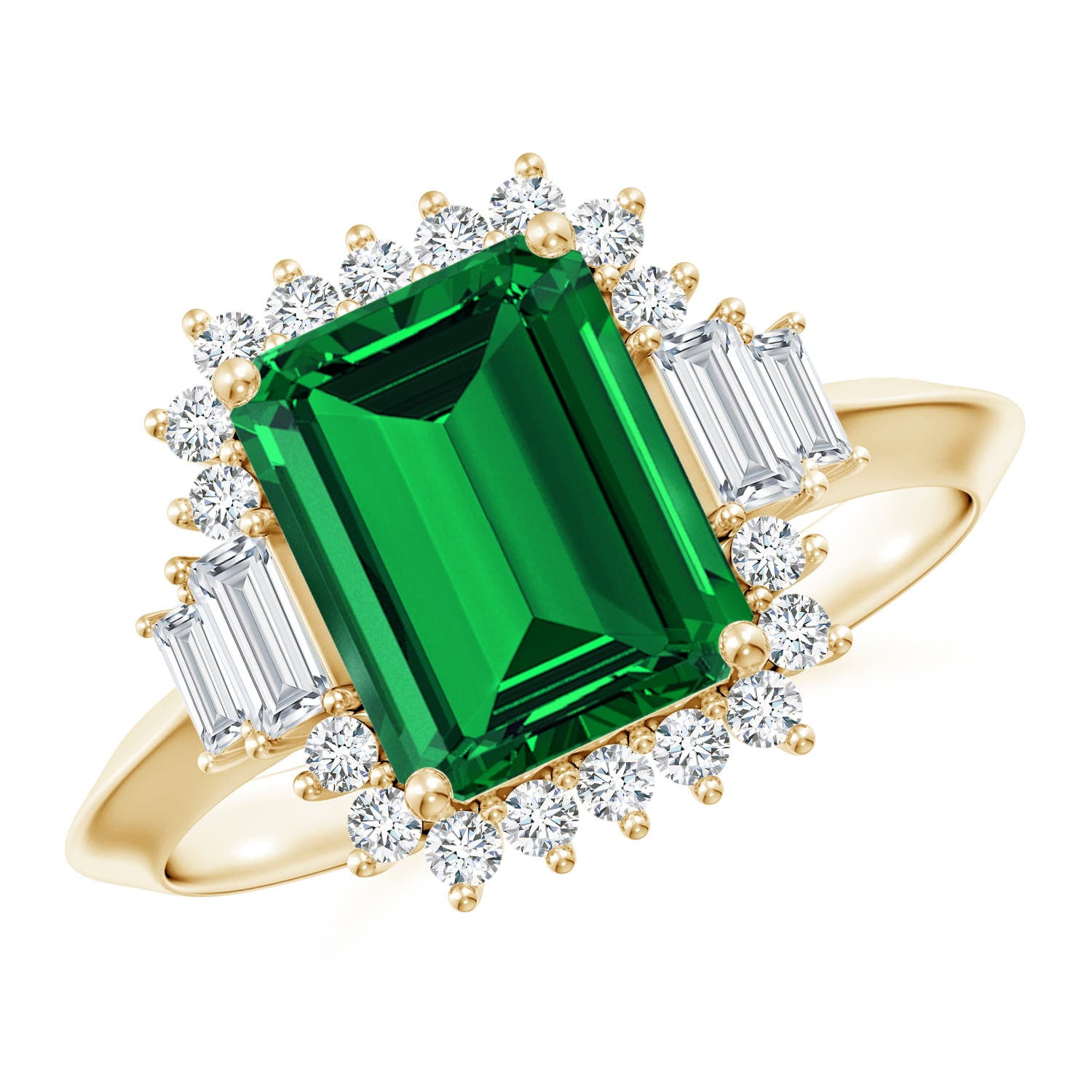 ANGARA Emerald-Cut Lab Grown 2.25 Ct Emerald Halo Engagement Ring for ...