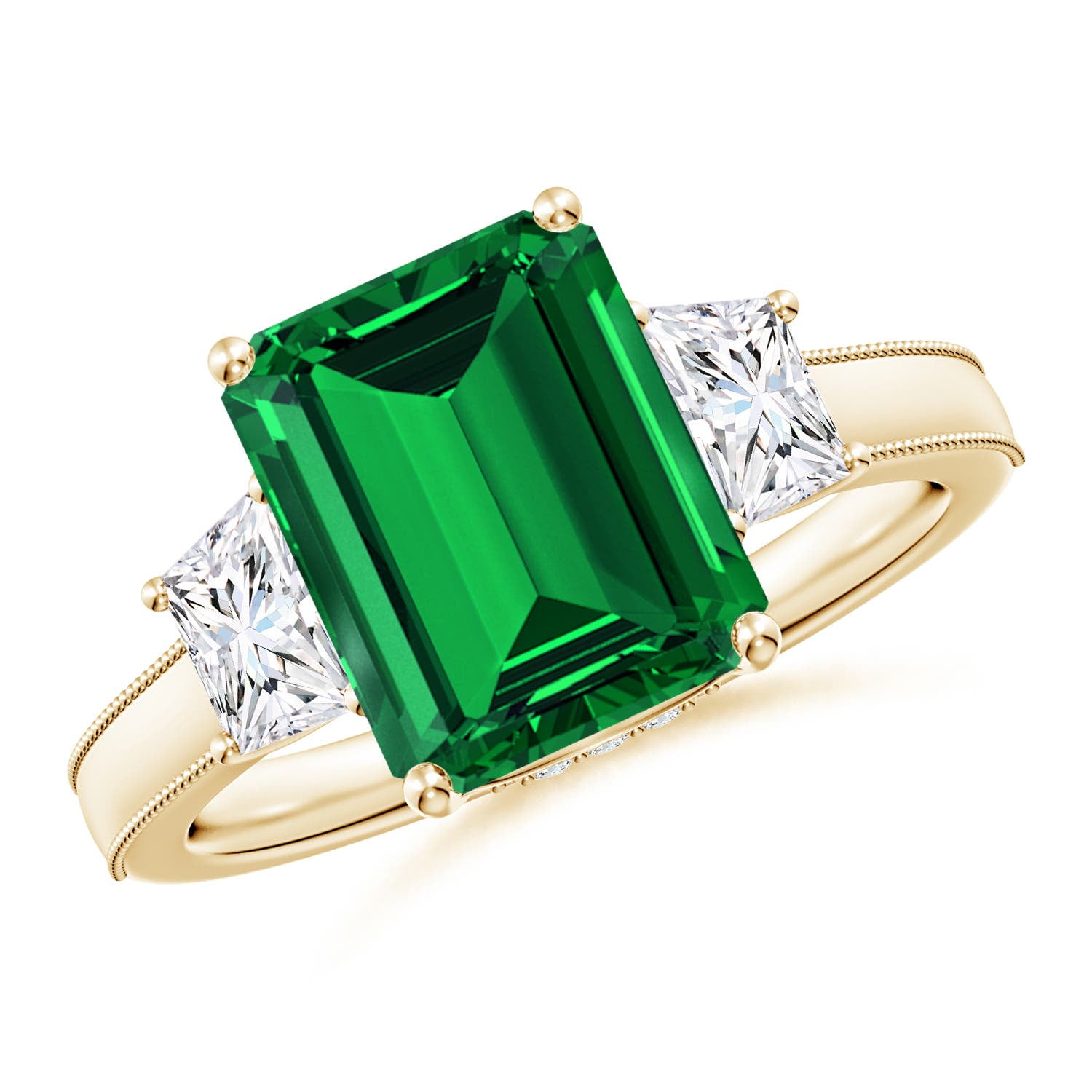 ANGARA Lab Grown 2.85 Ct Emerald & Trapezoid Diamond Hidden Engagement ...