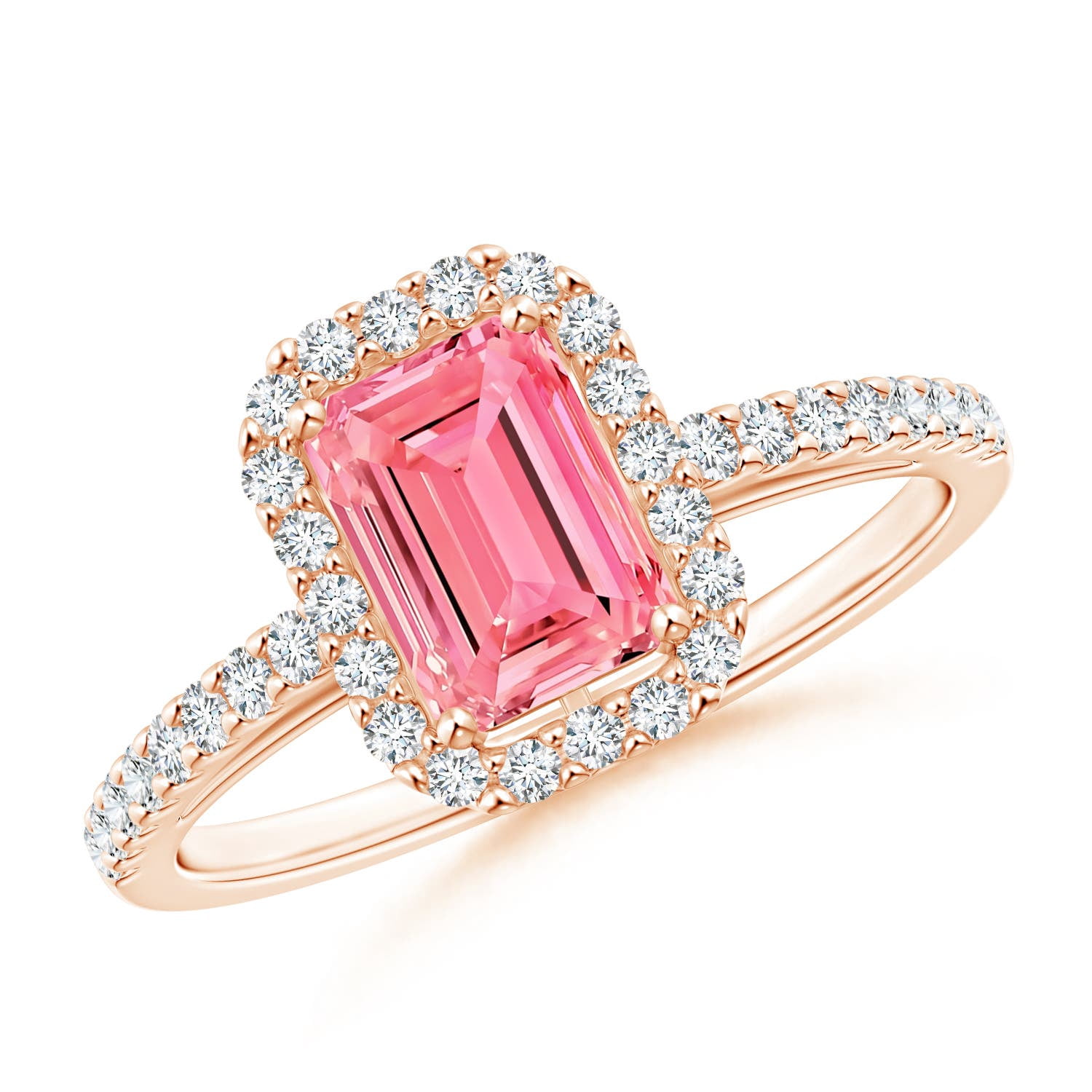 ANGARA Lab Grown Pink Diamond Halo Ring in 14K Rose Gold for Women ...