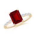 ANGARA Emerald-Cut Lab Grown 1.6 Ct Ruby Engagement Ring with Marquise ...