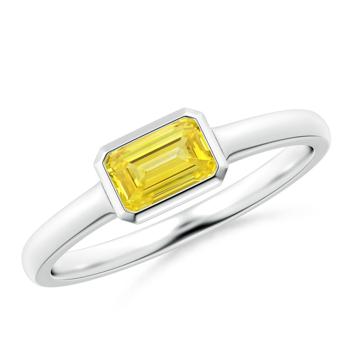 ANGARA Lab Grown Yellow Diamond Ring for Women in 14K White Gold (Size ...