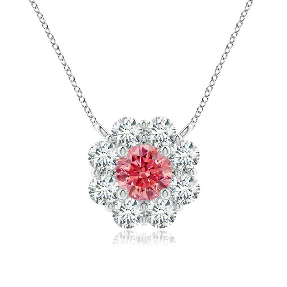 ANGARA Floral Cluster Lab Grown Pink Diamond Necklace for Women in 14K ...
