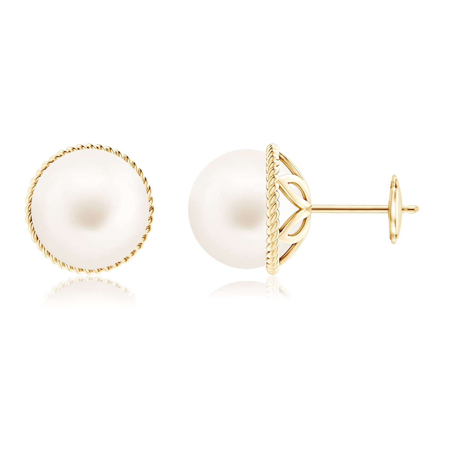ANGARA Freshwater Cultured Pearl Earrings with Twisted Rope Frame in ...