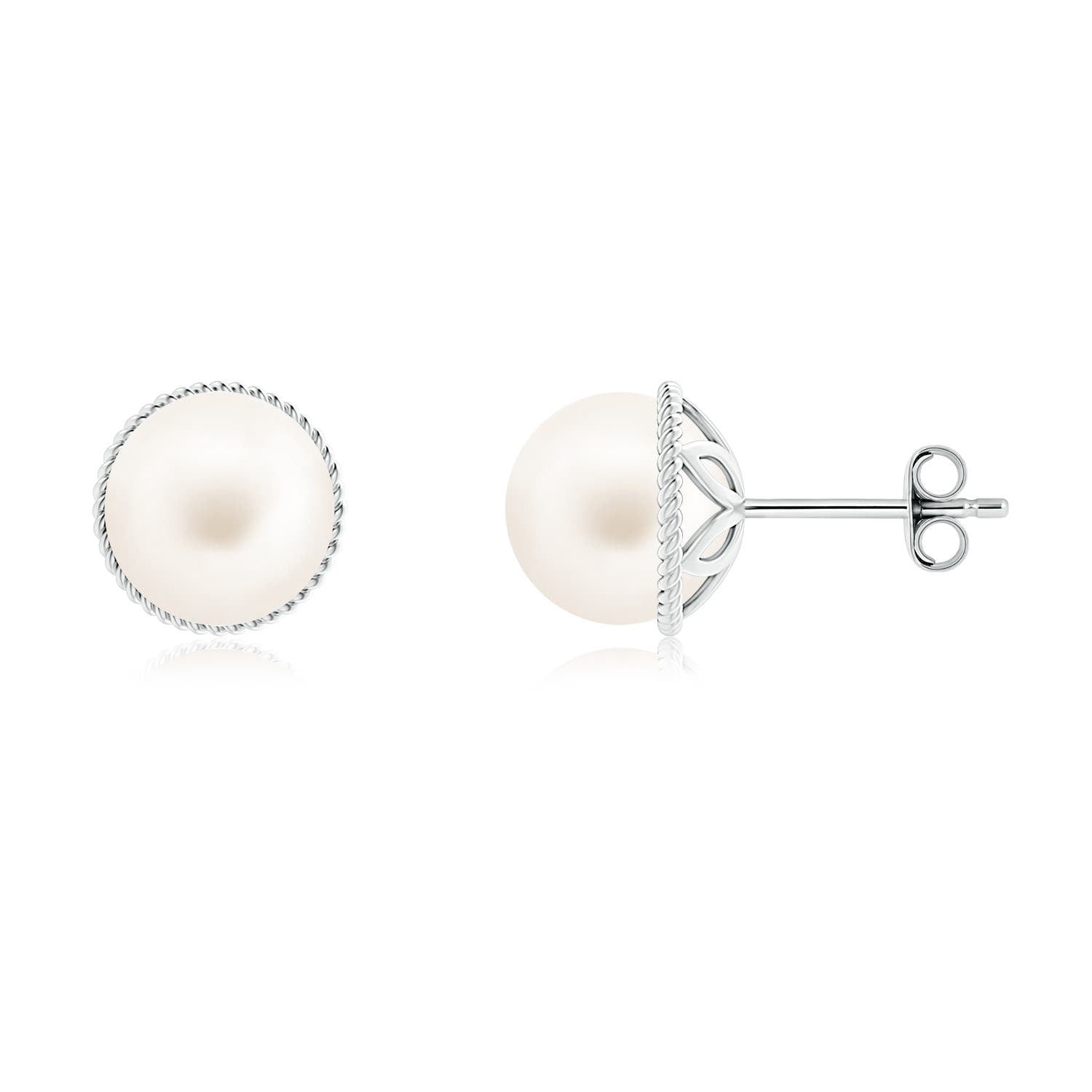 ANGARA Freshwater Cultured Pearl Earrings with Twisted Rope Frame in ...