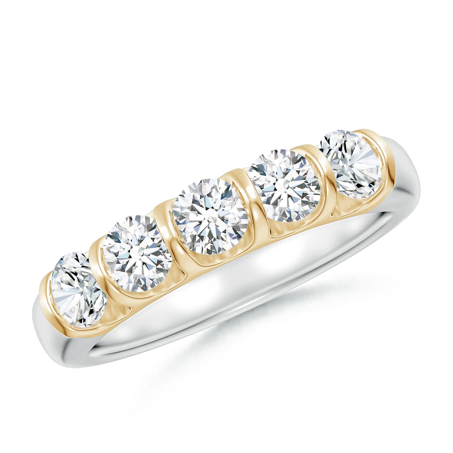 ANGARA IGI Certified Lab Grown Bar Set Five Stone Round Diamond Wedding ...