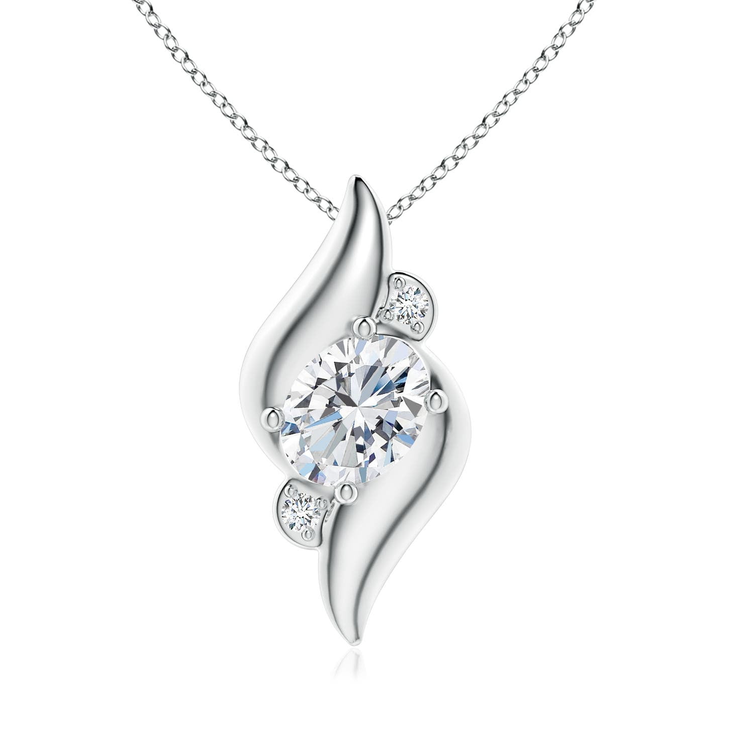 ANGARA IGI Certified Lab Grown 1.15 Ct Shell Style Diamond Pendant in ...