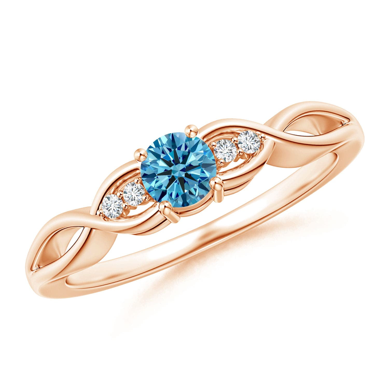 ANGARA Infinity Twist Lab Grown Blue Diamond Promise Ring with Prong ...