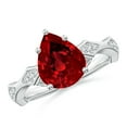 ANGARA Inverted Pear Lab Grown 2.7 Ct Ruby Wavy Shank Engagement Ring ...