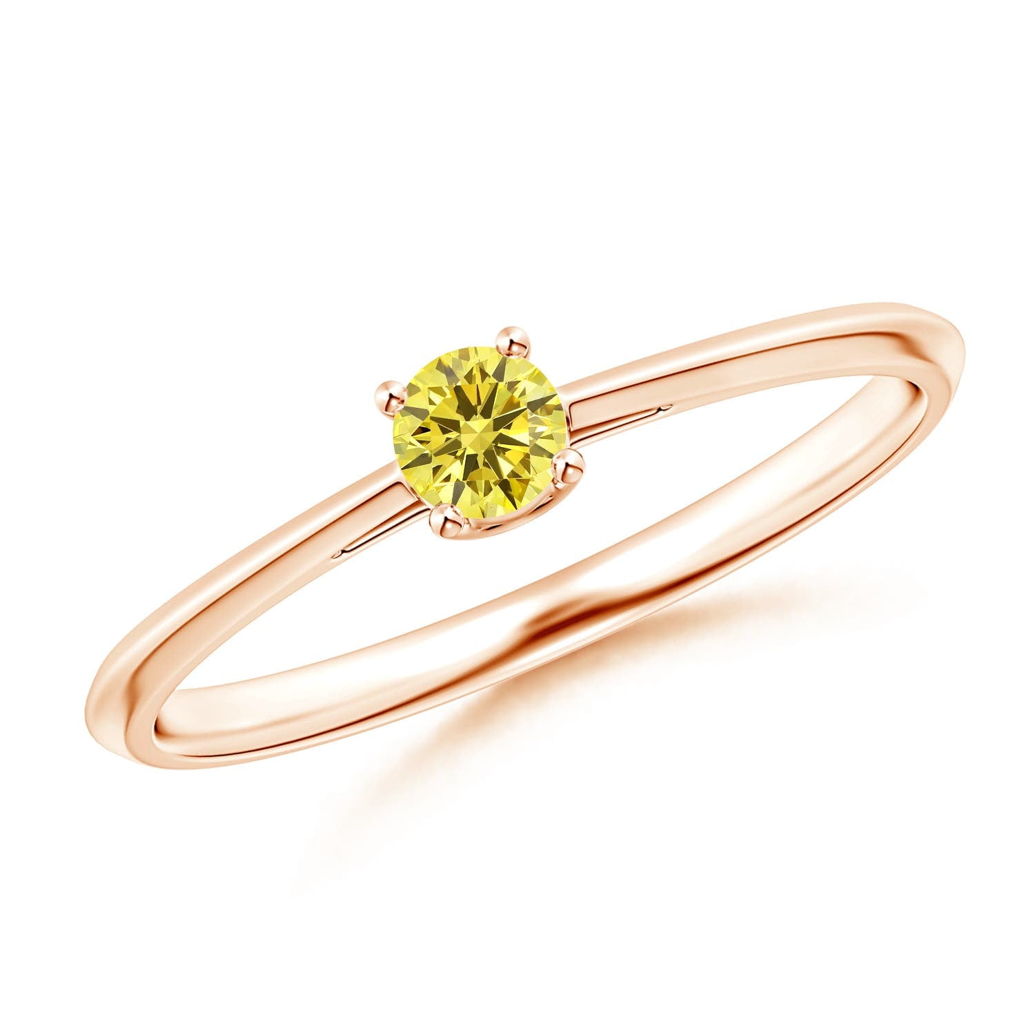 ANGARA Lab Grown Yellow Diamond Ring for Women in 14K Rose Gold (Size-3 ...
