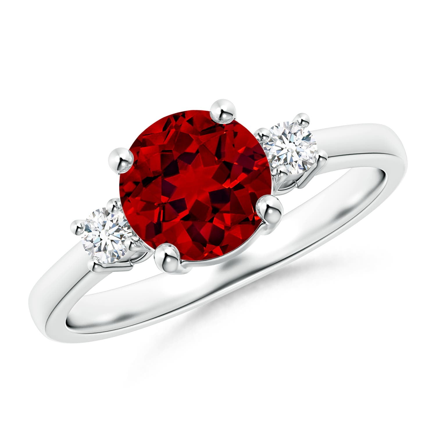 ANGARA Lab Grown 1.4 Ct Prong-Set Round 3 Stone Ruby and Lab Diamond ...