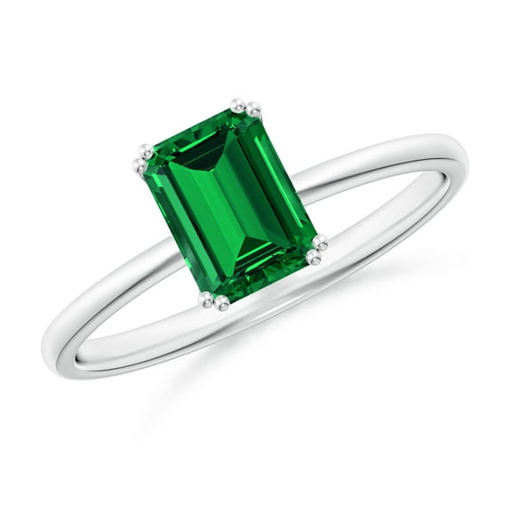 ANGARA Round Lab Grown 1.2 Ct Emerald Solitaire Bypass Engagement Ring ...