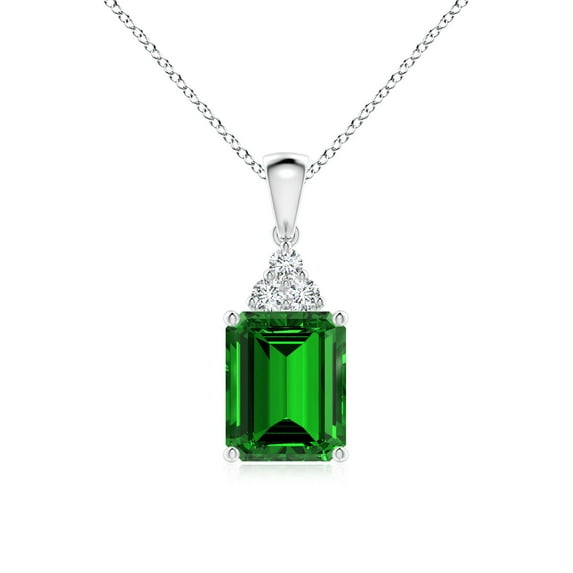 ANGARA Lab Grown 2.85 Ct Emerald Pendant with Lab Diamond Trio for ...