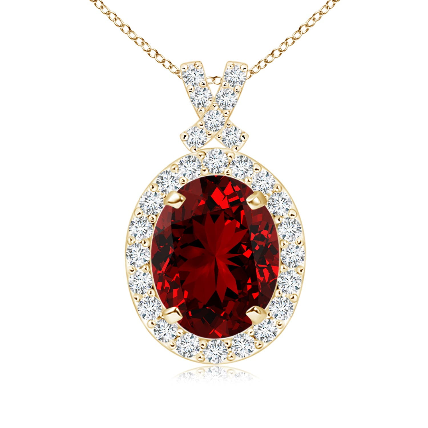 ANGARA Lab Grown 2 Ct Vintage Style Ruby Pendant with Lab Diamond Halo ...