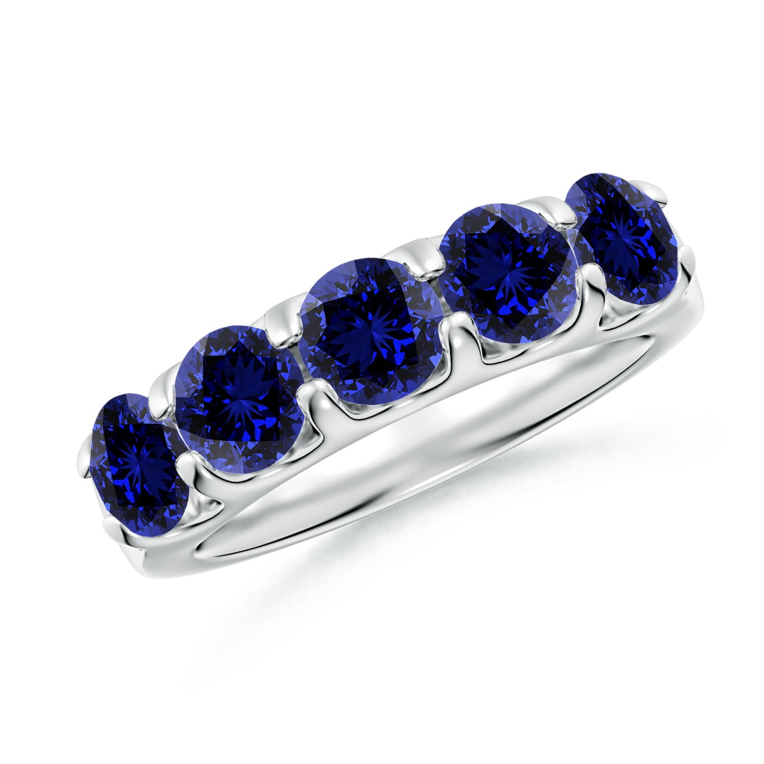 ANGARA Lab Grown 3 Ct Half Eternity Sapphire Wedding Ring for Women in ...
