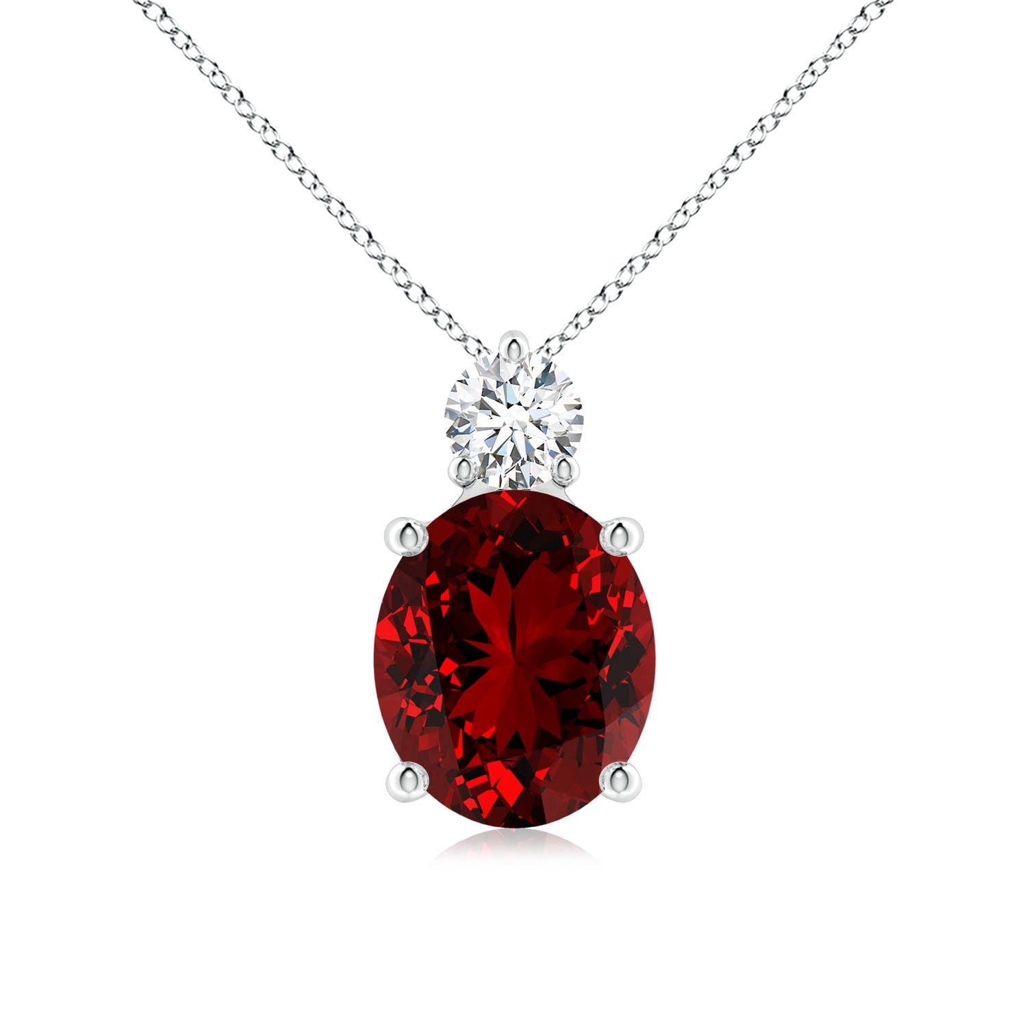 ANGARA Lab Grown 6 Ct Oval Ruby Solitaire Pendant with Lab Diamond for ...