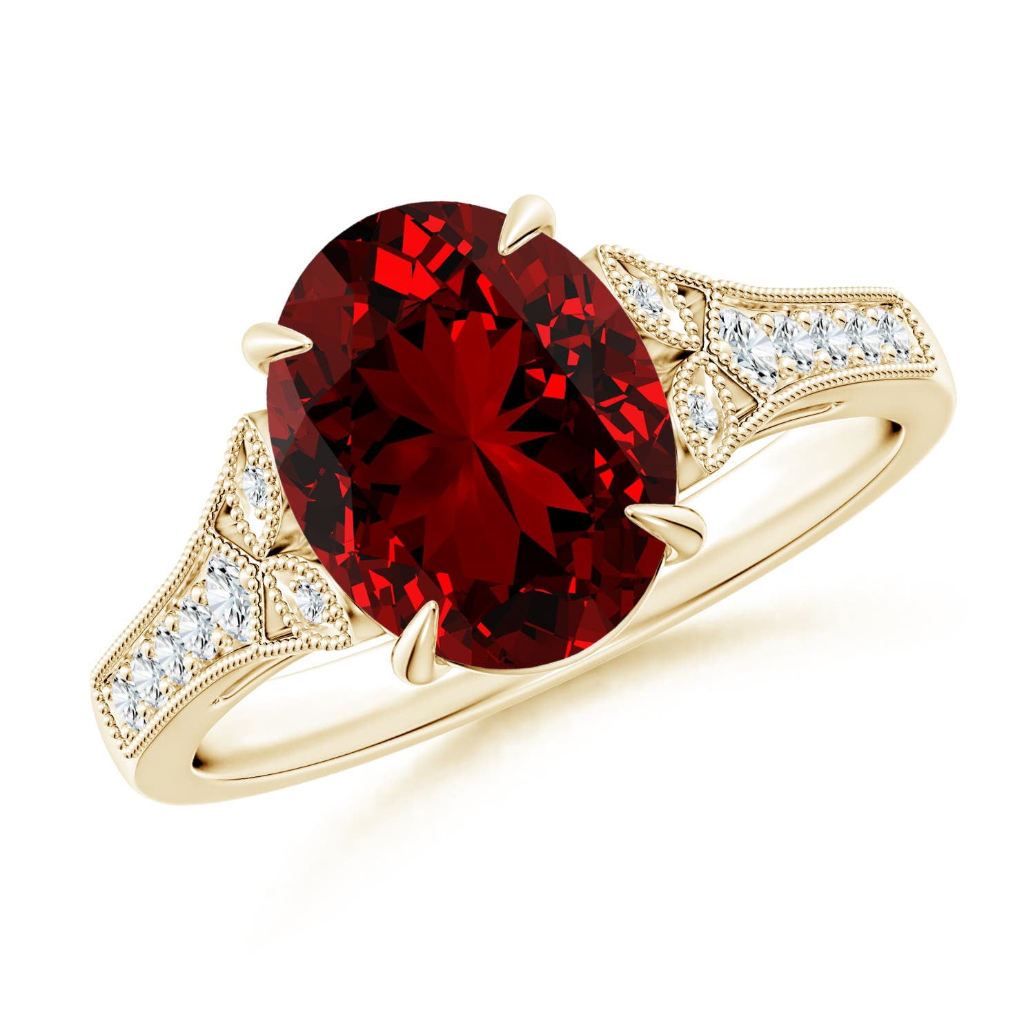 ANGARA Lab Grown 3.3 Ct Aeon Vintage Inspired Ruby Engagement Ring with ...