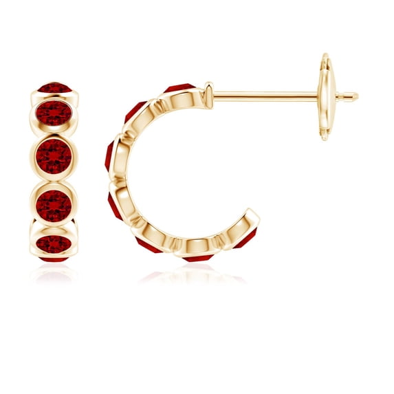 ANGARA Lab Grown 3.22 Ct Bezel-Set Ruby Huggie Hoop Earrings for Women ...