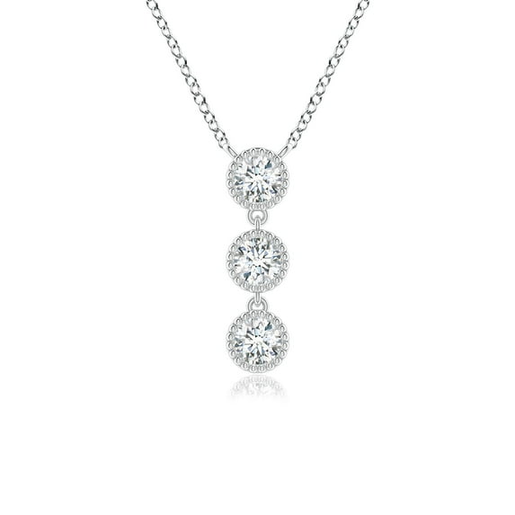 ANGARA Lab Grown Three Stone Diamond Necklace for Women in 14K White ...