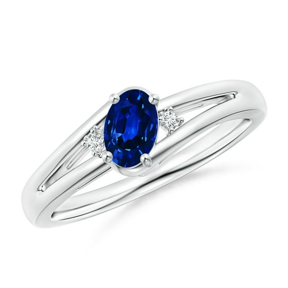 ANGARA Lab Grown Blue Sapphire and Lab Diamond Split Shank Ring for ...