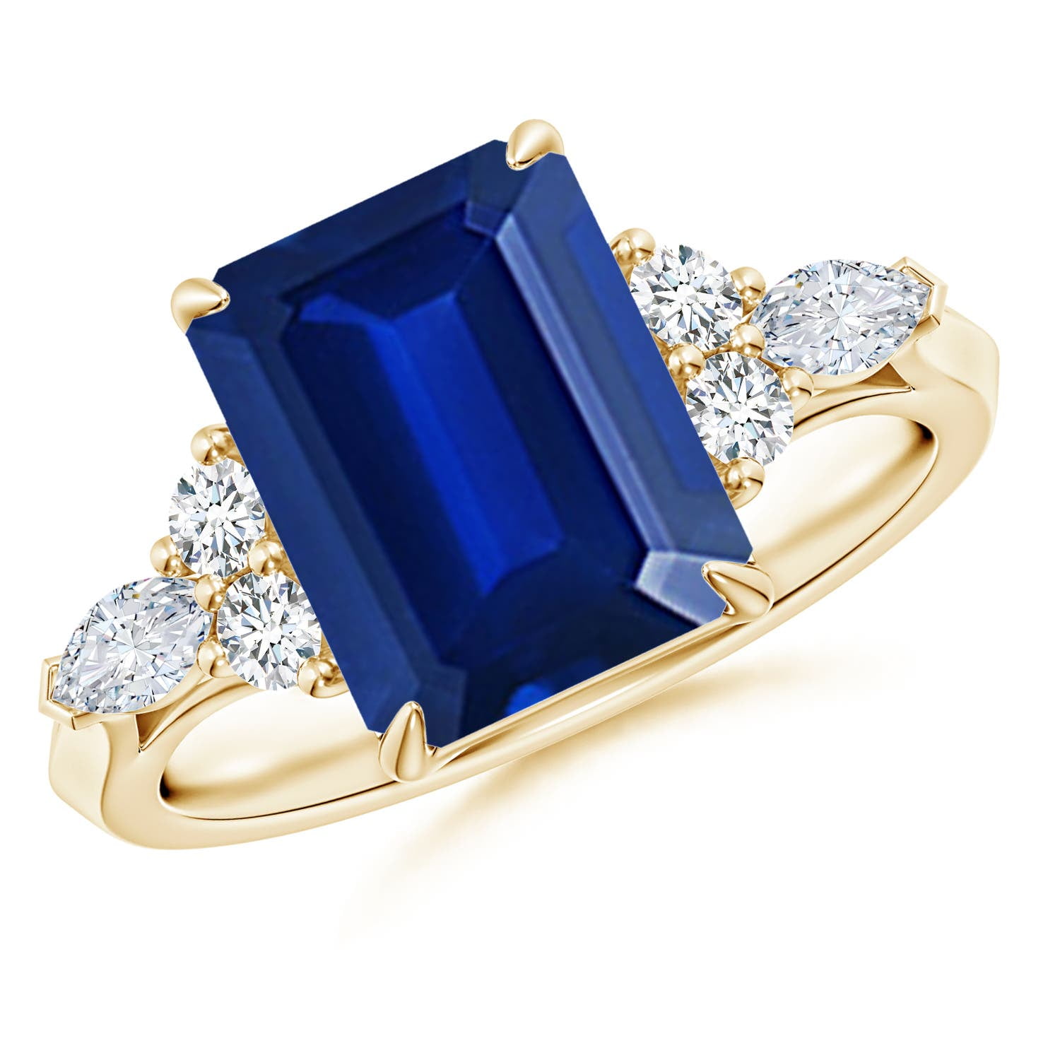 ANGARA Lab Grown 3.4 Ct Blue Sapphire Engagement Ring with Diamonds for ...