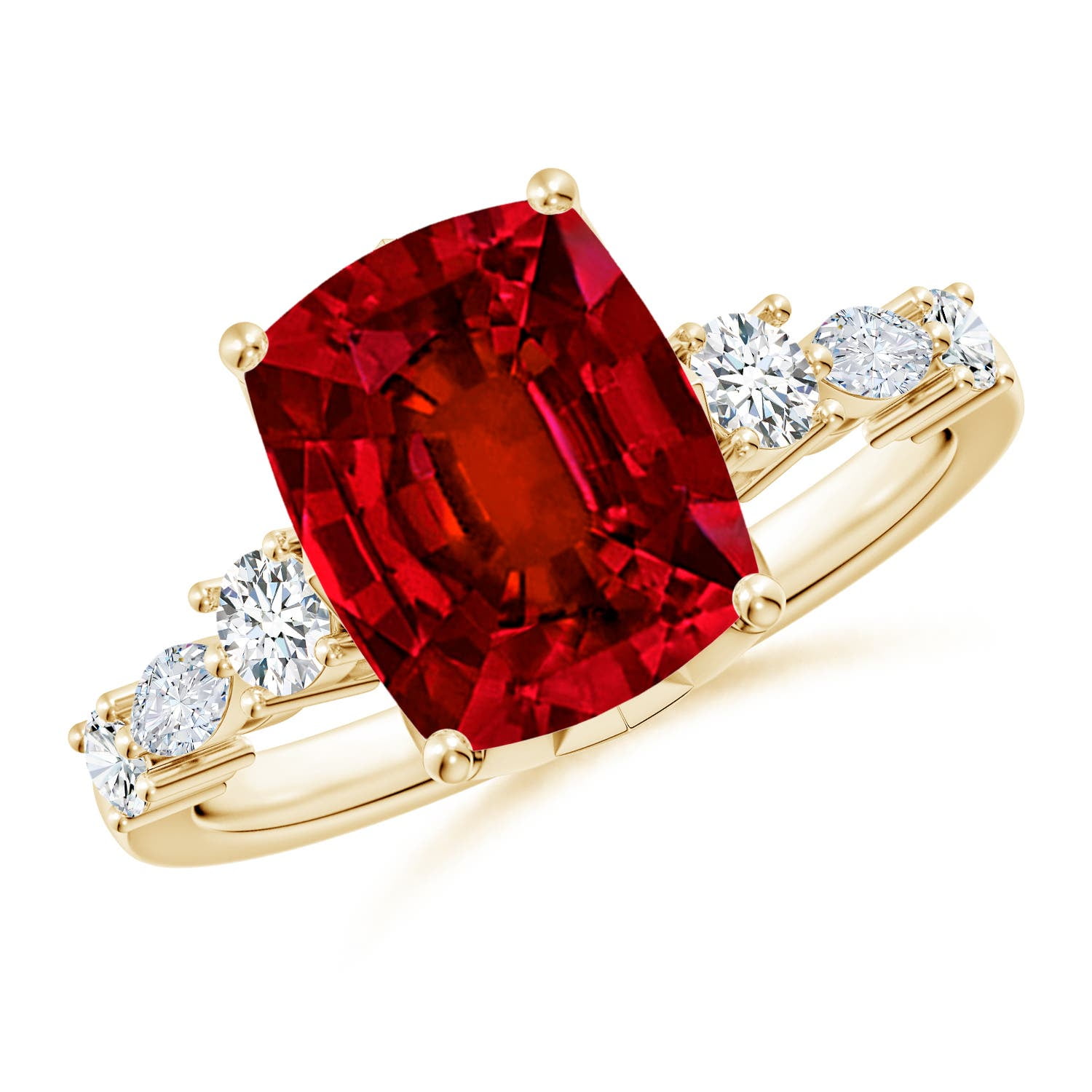 ANGARA Lab Grown Classic Cushion Rectangular Ruby Side Stone Engagement ...