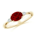 ANGARA Lab Grown 1 Ct Classic East-West Oval Ruby Side Stone Engagement ...