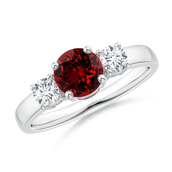 ANGARA Lab Grown 1 Ct Classic Ruby and Lab Diamond Three Stone ...