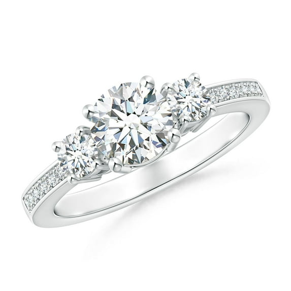 ANGARA Three Stone Lab Grown Diamond Engagement Ring for Women in 14K ...