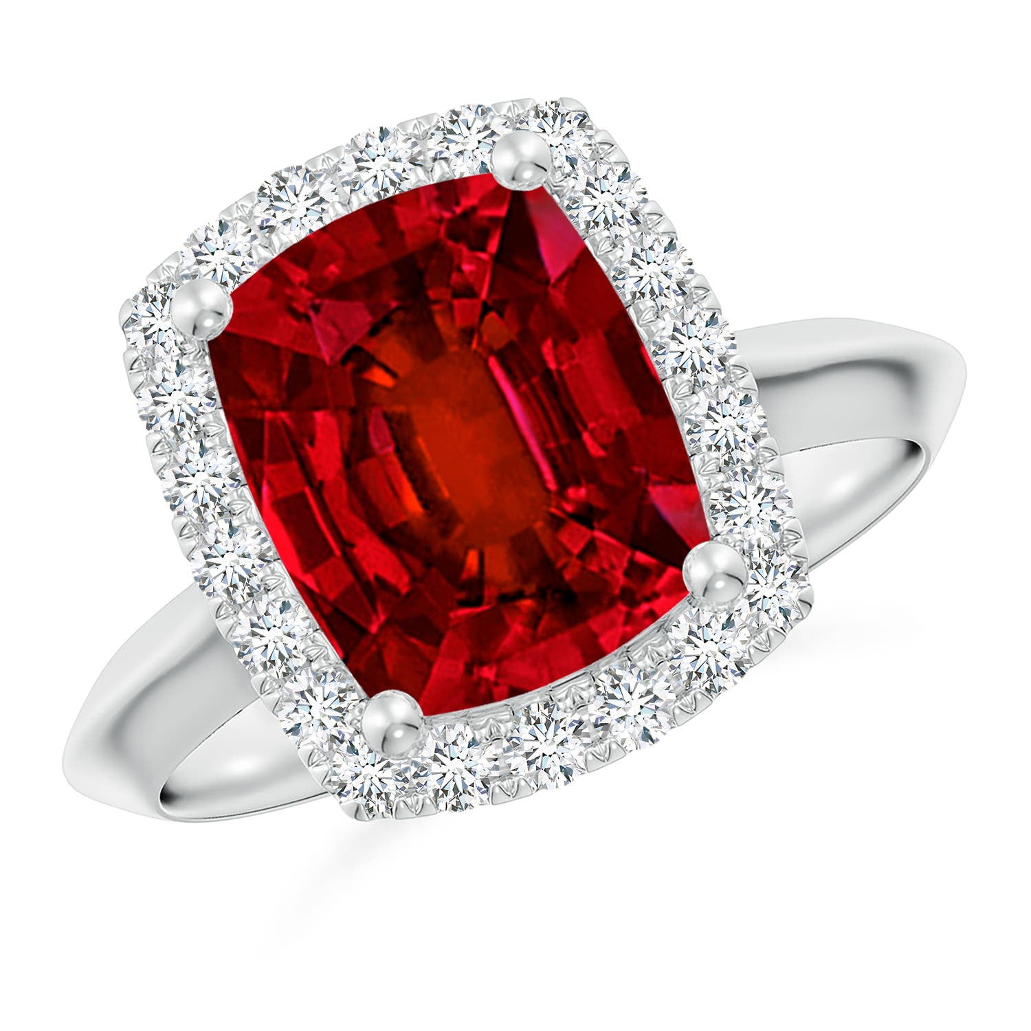 ANGARA Lab Grown Cushion Rectangular Ruby Halo Engagement Ring for ...