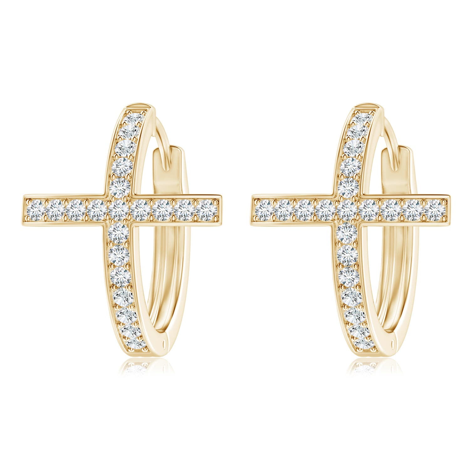 ANGARA Lab Grown Diamond Cross Hoop Earrings for Women in 14K Yellow ...