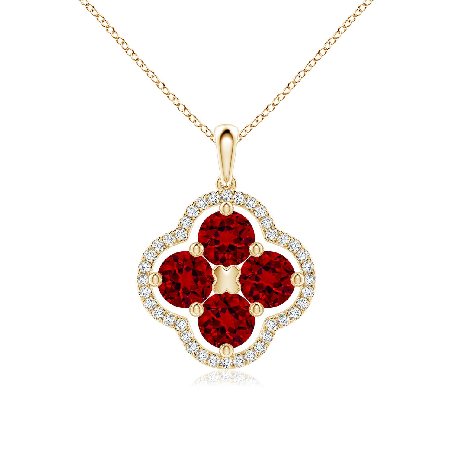 ANGARA Lab Grown 2.4 Ct Diamond Framed Lab Ruby Clover Pendant for ...